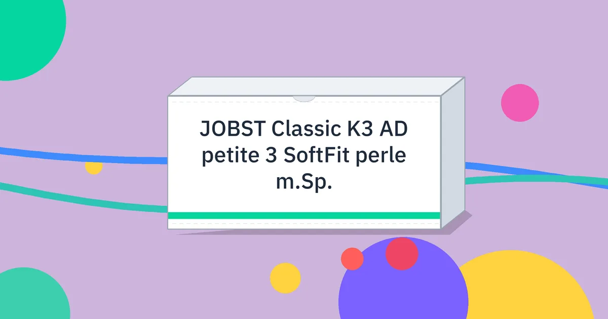 Symbolbild: Packung mit der Aufschrift JOBST Classic K3 AD petite 3 SoftFit perle m.Sp. (PZN 14223293) – Verfügbarkeit und Bezug in Apotheken in Frankfurt am Main