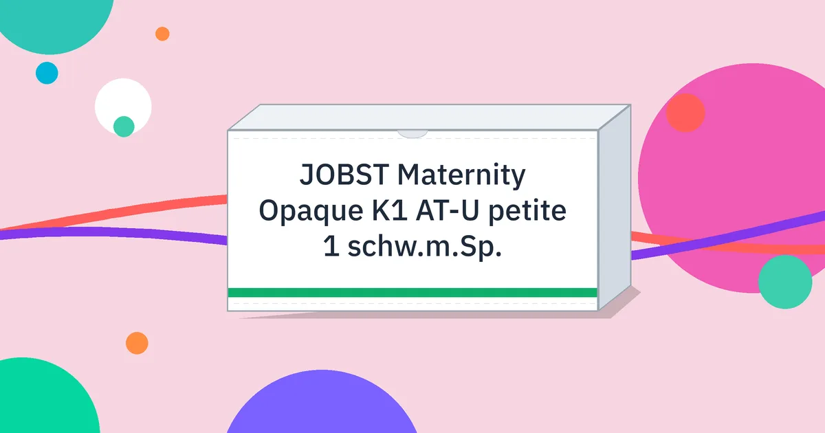 Symbolbild: Packung mit der Aufschrift JOBST Maternity Opaque K1 AT-U petite 1 schw.m.Sp. (PZN 15853033) – Verfügbarkeit und Bezug in Apotheken in Frankfurt am Main