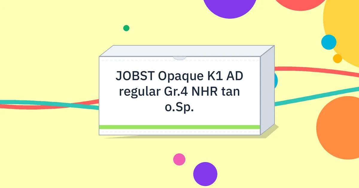 Symbolbild: Packung mit der Aufschrift JOBST Opaque K1 AD regular Gr.4 NHR tan o.Sp. (PZN 16262972) – Verfügbarkeit und Bezug in Apotheken in Frankfurt am Main