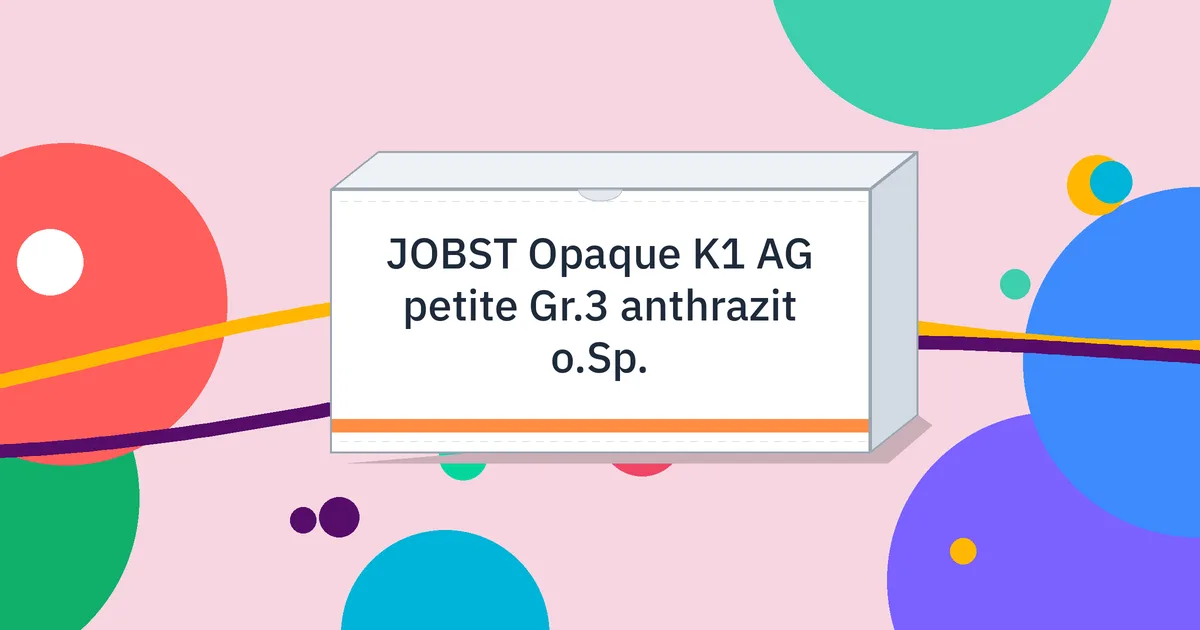 Symbolbild: Packung mit der Aufschrift JOBST Opaque K1 AG petite Gr.3 anthrazit o.Sp. (PZN 16271468) – Verfügbarkeit und Bezug in Apotheken in Frankfurt am Main