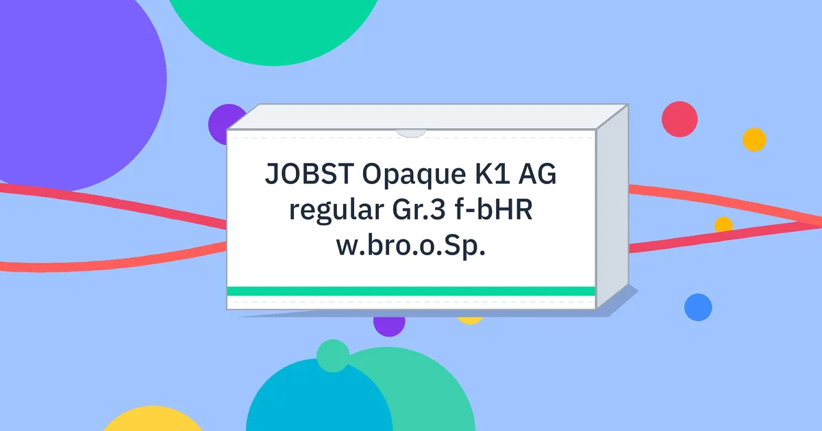 Symbolbild: Packung mit der Aufschrift JOBST Opaque K1 AG regular Gr.3 f-bHR w.bro.o.Sp. (PZN 13094681) – Verfügbarkeit und Bezug in Apotheken in Frankfurt am Main