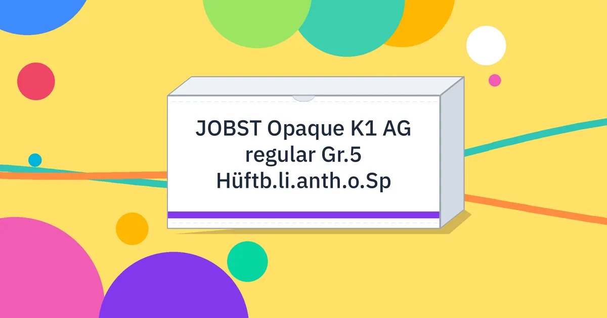 Symbolbild: Packung mit der Aufschrift JOBST Opaque K1 AG regular Gr.5 Hüftb.li.anth.o.Sp (PZN 16271847) – Verfügbarkeit und Bezug in Apotheken in Frankfurt am Main