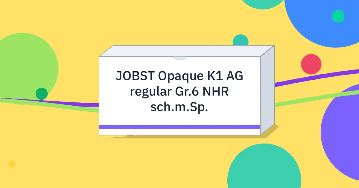 Symbolbild: Packung mit der Aufschrift JOBST Opaque K1 AG regular Gr.6 NHR sch.m.Sp. (PZN 13091731) – Verfügbarkeit und Bezug in Apotheken in Frankfurt am Main