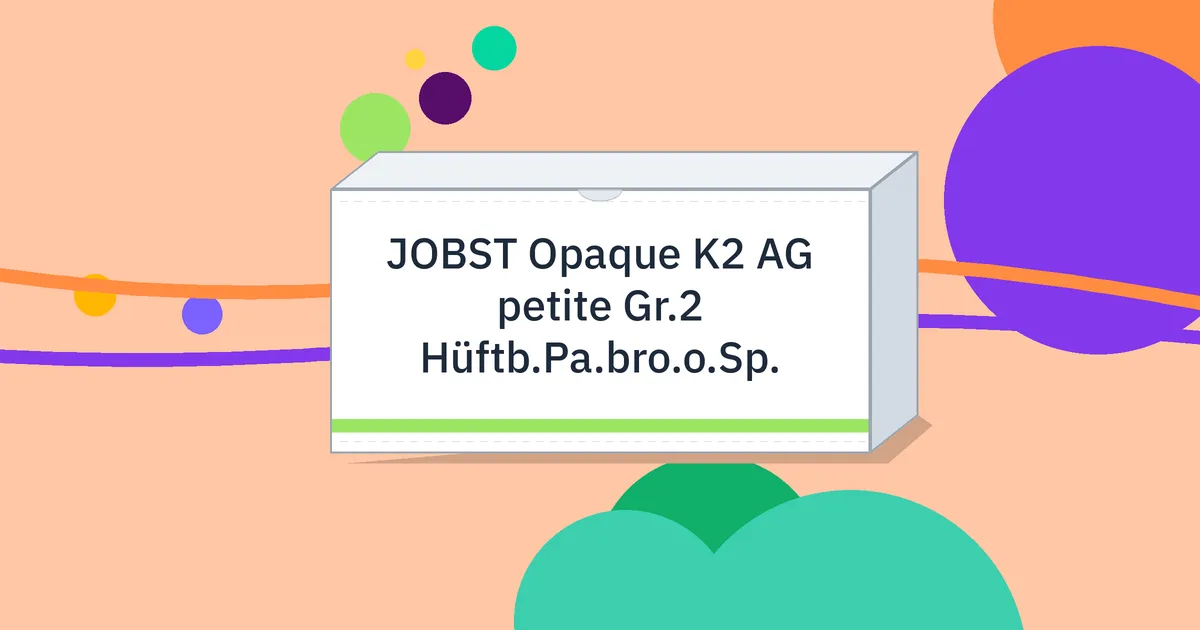 Symbolbild: Packung mit der Aufschrift JOBST Opaque K2 AG petite Gr.2 Hüftb.Pa.bro.o.Sp. (PZN 13114521) – Verfügbarkeit und Bezug in Apotheken in Frankfurt am Main