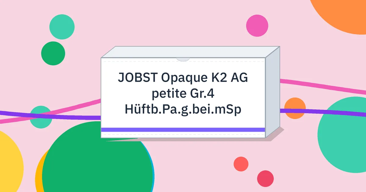 Symbolbild: Packung mit der Aufschrift JOBST Opaque K2 AG petite Gr.4 Hüftb.Pa.g.bei.mSp (PZN 16288115) – Verfügbarkeit und Bezug in Apotheken in Frankfurt am Main