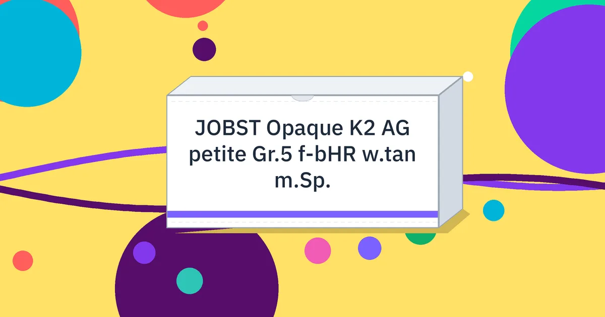 Symbolbild: Packung mit der Aufschrift JOBST Opaque K2 AG petite Gr.5 f-bHR w.tan m.Sp. (PZN 16284910) – Verfügbarkeit und Bezug in Apotheken in Frankfurt am Main