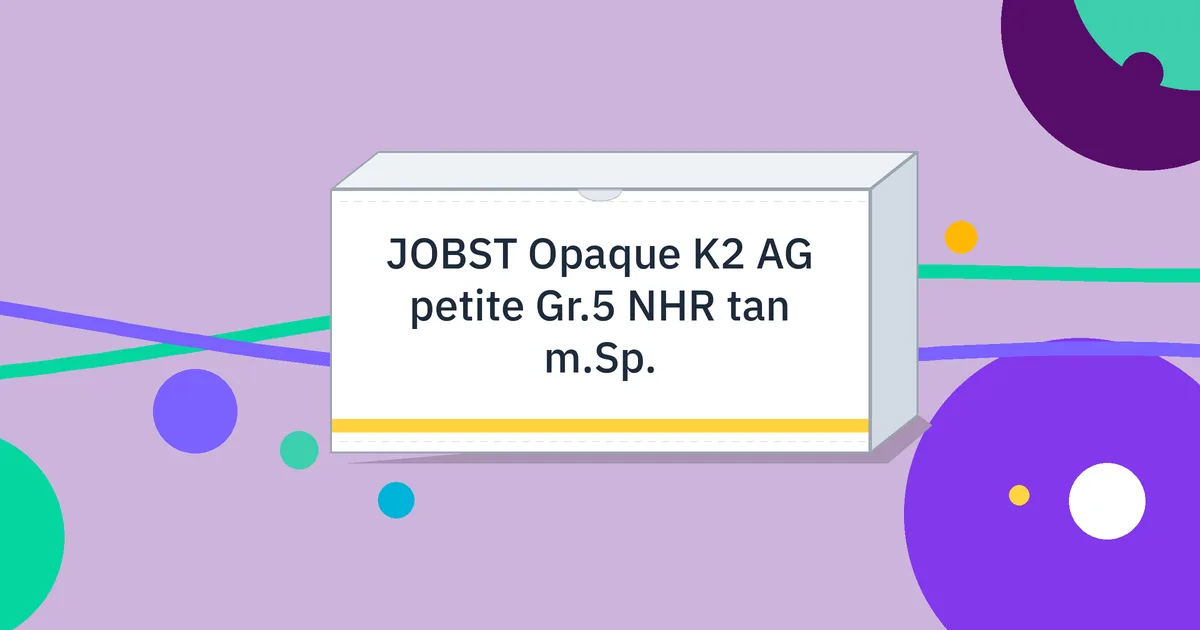 Symbolbild: Packung mit der Aufschrift JOBST Opaque K2 AG petite Gr.5 NHR tan m.Sp. (PZN 16284614) – Verfügbarkeit und Bezug in Apotheken in Frankfurt am Main