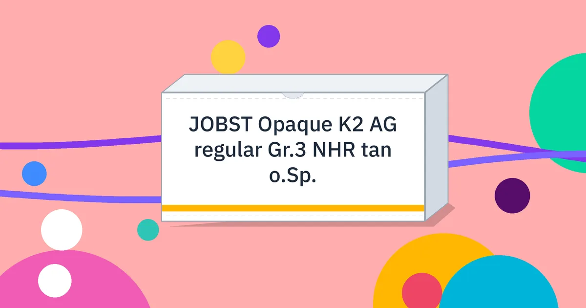 Symbolbild: Packung mit der Aufschrift JOBST Opaque K2 AG regular Gr.3 NHR tan o.Sp. (PZN 16280987) – Verfügbarkeit und Bezug in Apotheken in Frankfurt am Main
