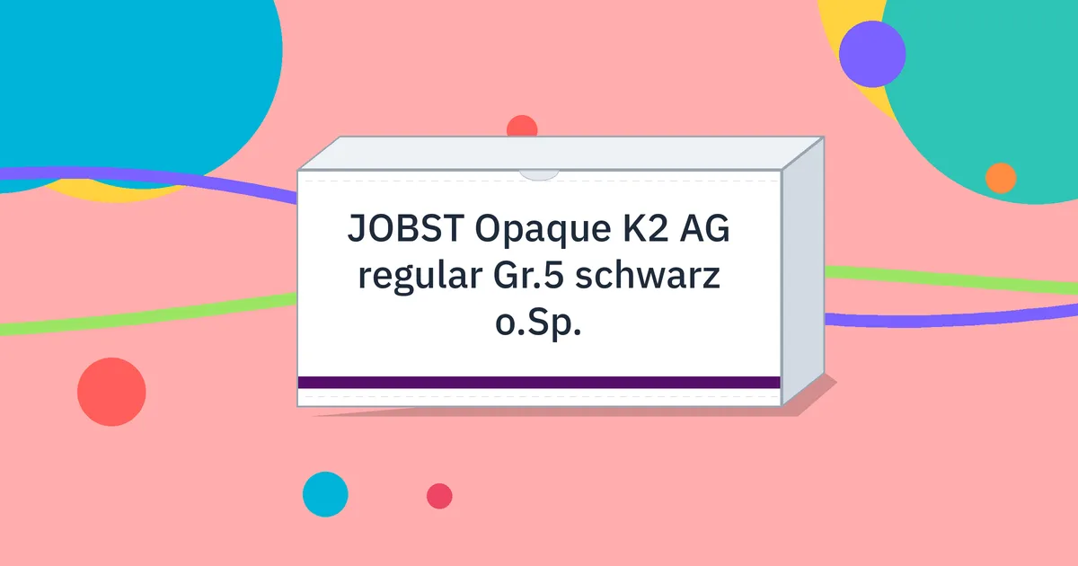 Symbolbild: Packung mit der Aufschrift JOBST Opaque K2 AG regular Gr.5 schwarz o.Sp. (PZN 13113409) – Verfügbarkeit und Bezug in Apotheken in Frankfurt am Main