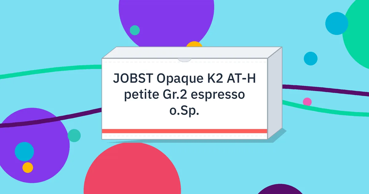 Symbolbild: Packung mit der Aufschrift JOBST Opaque K2 AT-H petite Gr.2 espresso o.Sp. (PZN 16291749) – Verfügbarkeit und Bezug in Apotheken in Frankfurt am Main