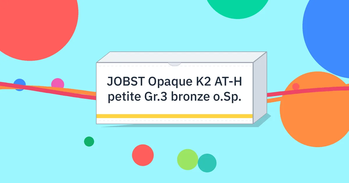 Symbolbild: Packung mit der Aufschrift JOBST Opaque K2 AT-H petite Gr.3 bronze o.Sp. (PZN 13118223) – Verfügbarkeit und Bezug in Apotheken in Frankfurt am Main