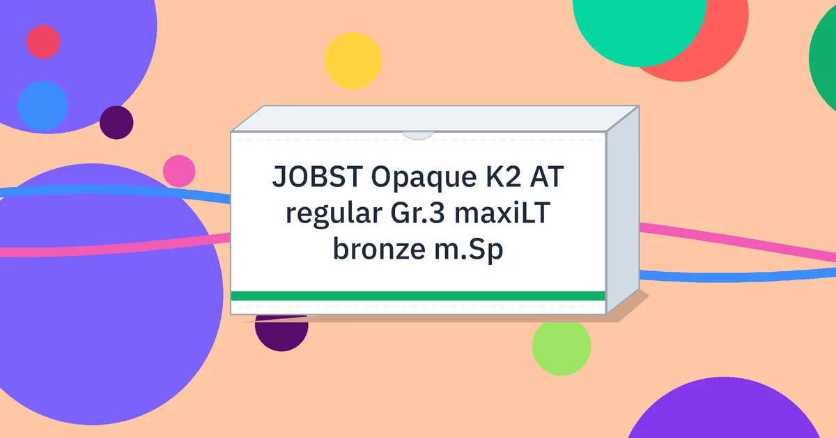 Symbolbild: Packung mit der Aufschrift JOBST Opaque K2 AT regular Gr.3 maxiLT bronze m.Sp (PZN 13121337) – Verfügbarkeit und Bezug in Apotheken in Frankfurt am Main