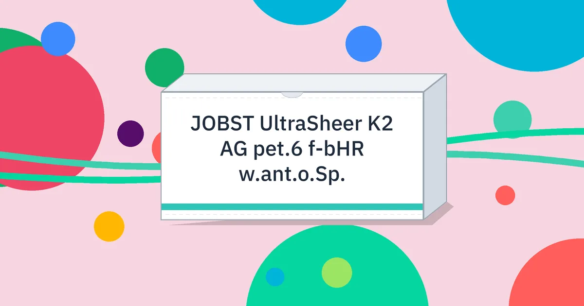 Symbolbild: Packung mit der Aufschrift JOBST UltraSheer K2 AG pet.6 f-bHR w.ant.o.Sp. (PZN 13142807) – Verfügbarkeit und Bezug in Apotheken in Frankfurt am Main