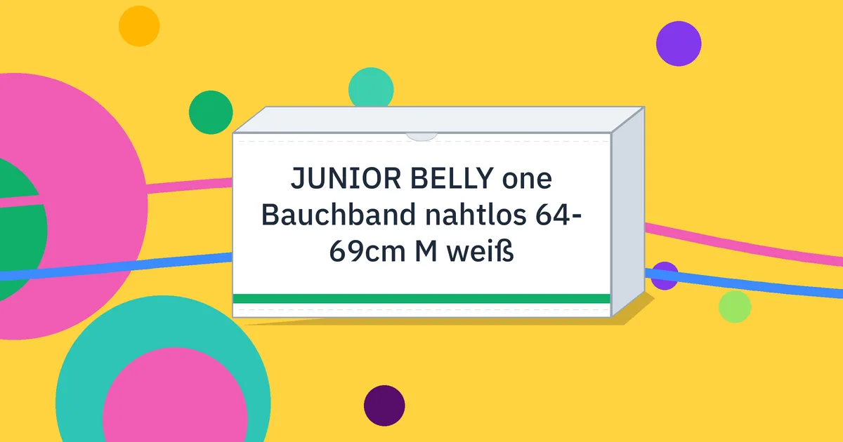 Symbolbild: Packung mit der Aufschrift JUNIOR BELLY one Bauchband nahtlos 64-69cm M weiß (PZN 12421853) – Verfügbarkeit und Bezug in Apotheken in Frankfurt am Main
