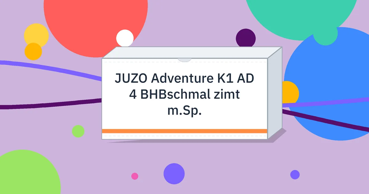 Symbolbild: Packung mit der Aufschrift JUZO Adventure K1 AD 4 BHBschmal zimt m.Sp. (PZN 16491810) – Verfügbarkeit und Bezug in Apotheken in Frankfurt am Main