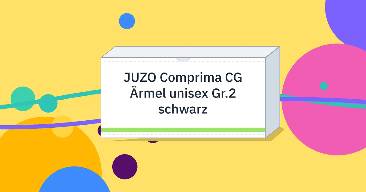 Symbolbild: Packung mit der Aufschrift JUZO Comprima CG Ärmel unisex Gr.2 schwarz (PZN 20781778) – Verfügbarkeit und Bezug in Apotheken in Frankfurt am Main