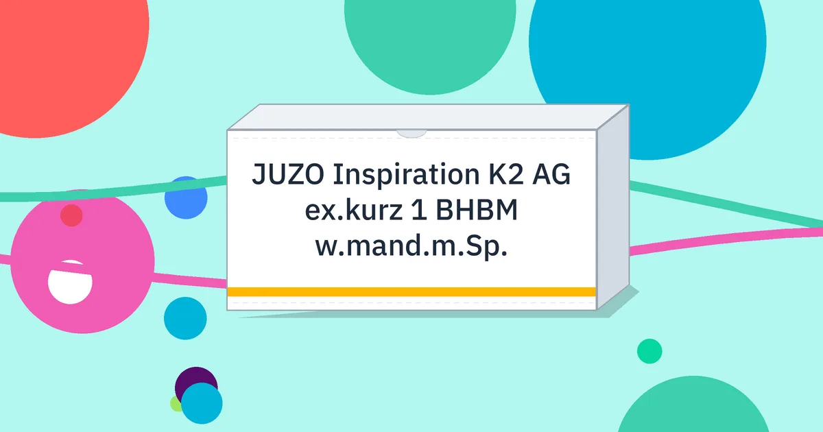 Symbolbild: Packung mit der Aufschrift JUZO Inspiration K2 AG ex.kurz 1 BHBM w.mand.m.Sp. (PZN 14884126) – Verfügbarkeit und Bezug in Apotheken in Frankfurt am Main