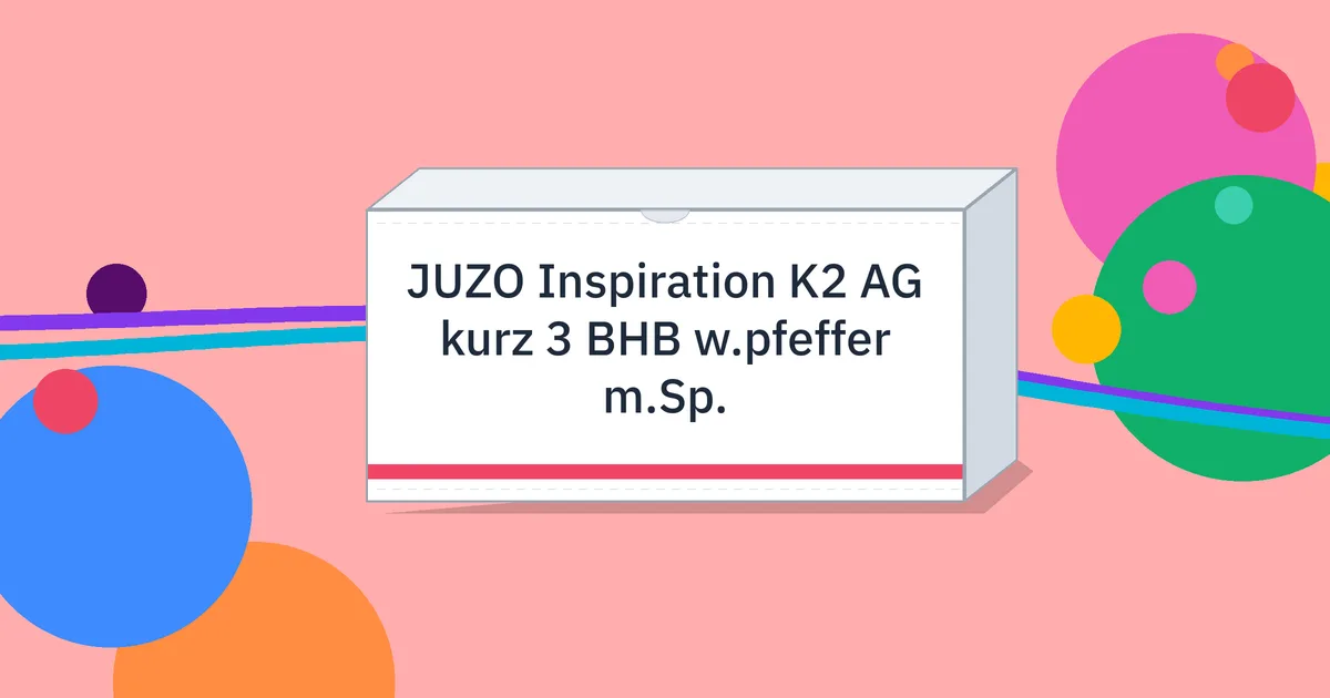 Symbolbild: Packung mit der Aufschrift JUZO Inspiration K2 AG kurz 3 BHB w.pfeffer m.Sp. (PZN 14849785) – Verfügbarkeit und Bezug in Apotheken in Frankfurt am Main