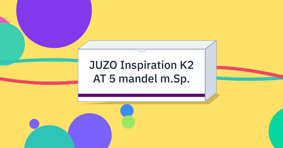 Symbolbild: Packung mit der Aufschrift JUZO Inspiration K2 AT 5 mandel m.Sp. (PZN 14926971) – Verfügbarkeit und Bezug in Apotheken in Frankfurt am Main