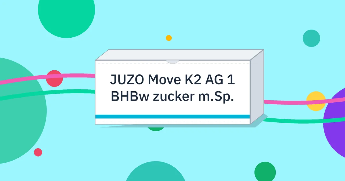 Symbolbild: Packung mit der Aufschrift JUZO Move K2 AG 1 BHBw zucker m.Sp. (PZN 18524301) – Verfügbarkeit und Bezug in Apotheken in Frankfurt am Main