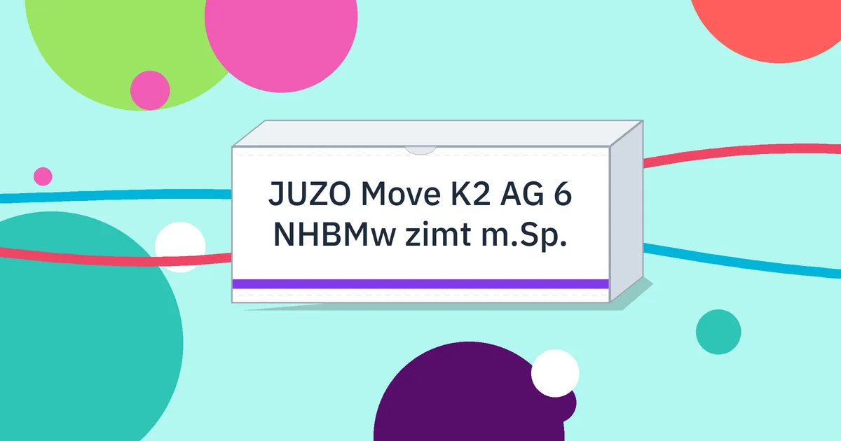 Symbolbild: Packung mit der Aufschrift JUZO Move K2 AG 6 NHBMw zimt m.Sp. (PZN 18523572) – Verfügbarkeit und Bezug in Apotheken in Frankfurt am Main