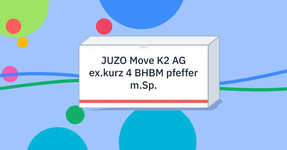 Symbolbild: Packung mit der Aufschrift JUZO Move K2 AG ex.kurz 4 BHBM pfeffer m.Sp. (PZN 16647867) – Verfügbarkeit und Bezug in Apotheken in Frankfurt am Main
