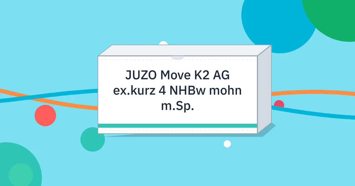 Symbolbild: Packung mit der Aufschrift JUZO Move K2 AG ex.kurz 4 NHBw mohn m.Sp. (PZN 18562649) – Verfügbarkeit und Bezug in Apotheken in Frankfurt am Main