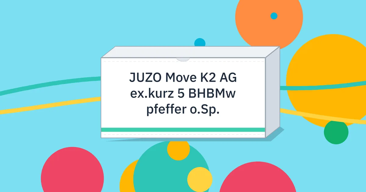 Symbolbild: Packung mit der Aufschrift JUZO Move K2 AG ex.kurz 5 BHBMw pfeffer o.Sp. (PZN 16649642) – Verfügbarkeit und Bezug in Apotheken in Frankfurt am Main