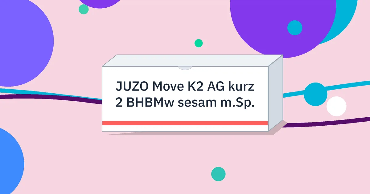 Symbolbild: Packung mit der Aufschrift JUZO Move K2 AG kurz 2 BHBMw sesam m.Sp. (PZN 18528871) – Verfügbarkeit und Bezug in Apotheken in Frankfurt am Main