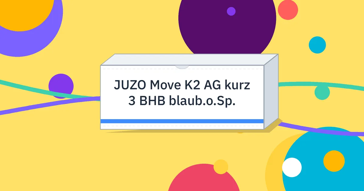 Symbolbild: Packung mit der Aufschrift JUZO Move K2 AG kurz 3 BHB blaub.o.Sp. (PZN 18561673) – Verfügbarkeit und Bezug in Apotheken in Frankfurt am Main
