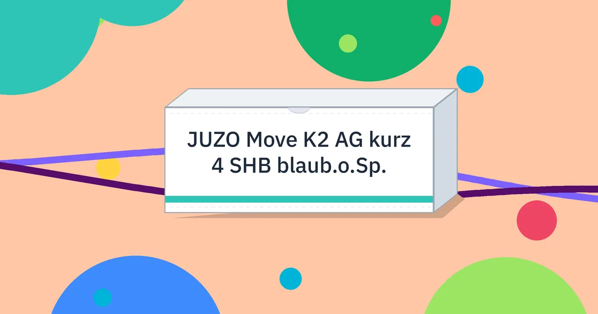 Symbolbild: Packung mit der Aufschrift JUZO Move K2 AG kurz 4 SHB blaub.o.Sp. (PZN 18561472) – Verfügbarkeit und Bezug in Apotheken in Frankfurt am Main