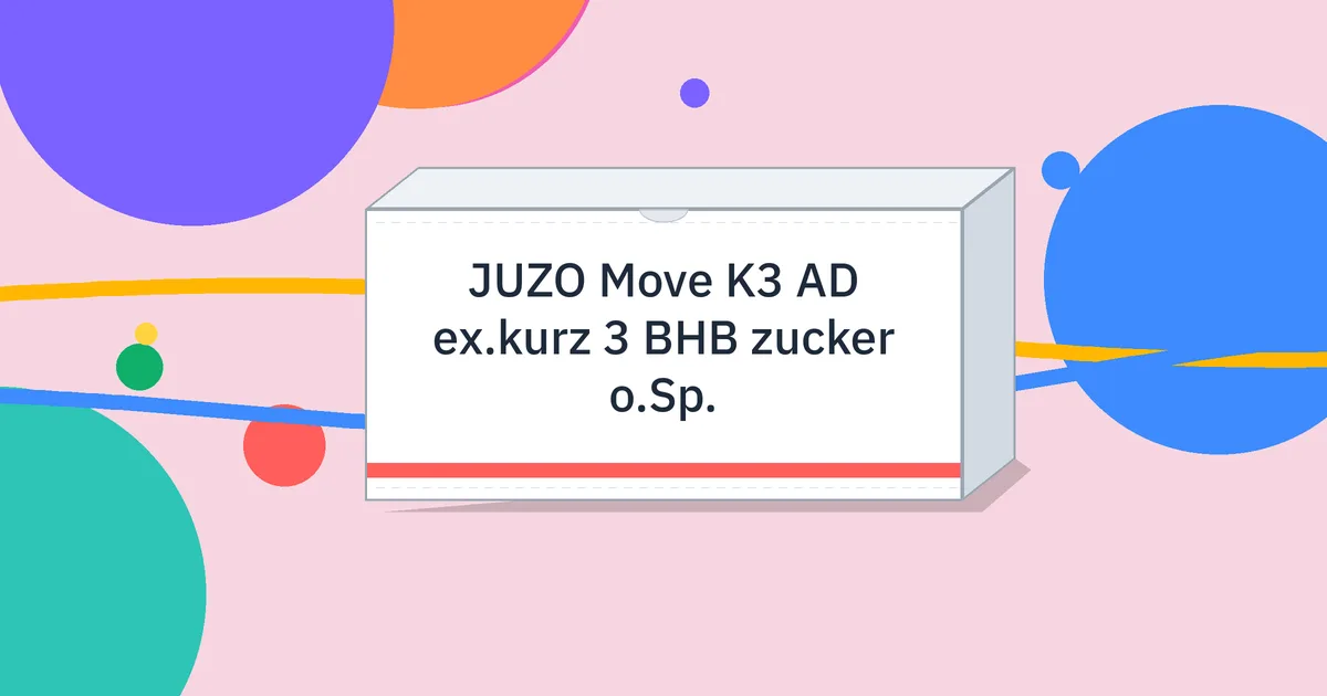 Symbolbild: Packung mit der Aufschrift JUZO Move K3 AD ex.kurz 3 BHB zucker o.Sp. (PZN 18570264) – Verfügbarkeit und Bezug in Apotheken in Frankfurt am Main