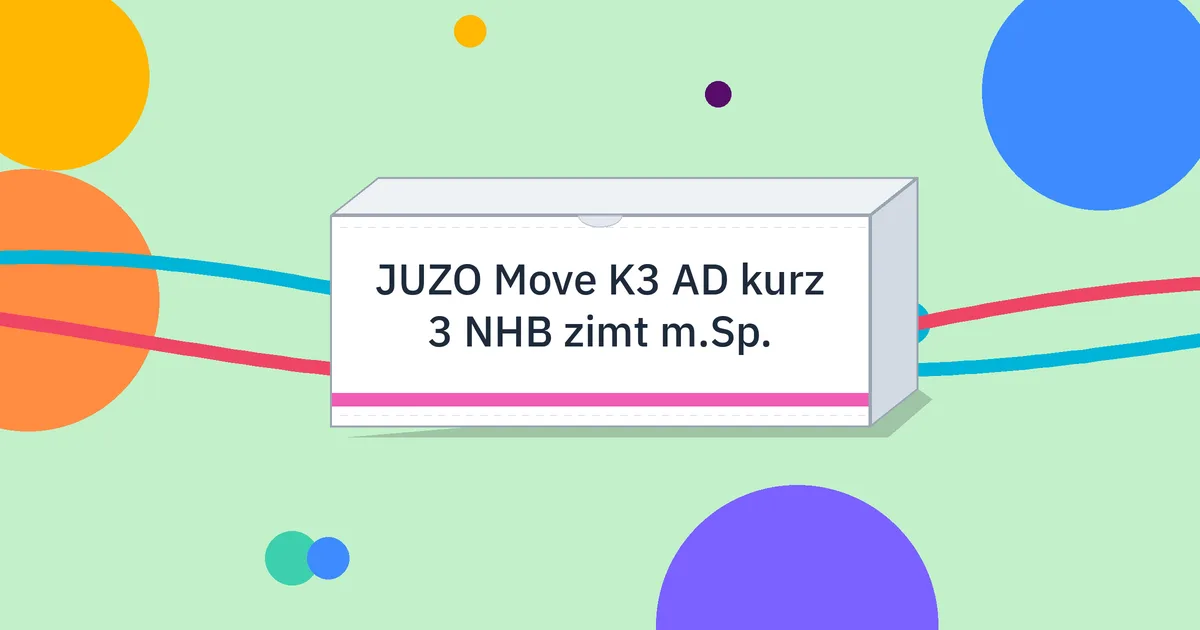 Symbolbild: Packung mit der Aufschrift JUZO Move K3 AD kurz 3 NHB zimt m.Sp. (PZN 18568161) – Verfügbarkeit und Bezug in Apotheken in Frankfurt am Main