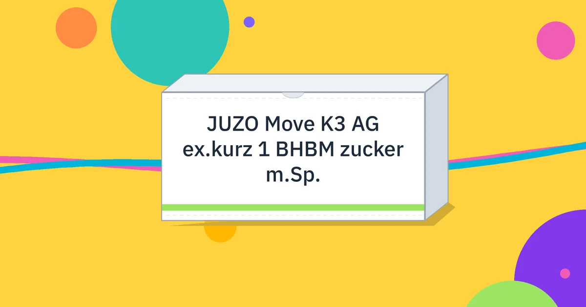 Symbolbild: Packung mit der Aufschrift JUZO Move K3 AG ex.kurz 1 BHBM zucker m.Sp. (PZN 18583870) – Verfügbarkeit und Bezug in Apotheken in Frankfurt am Main
