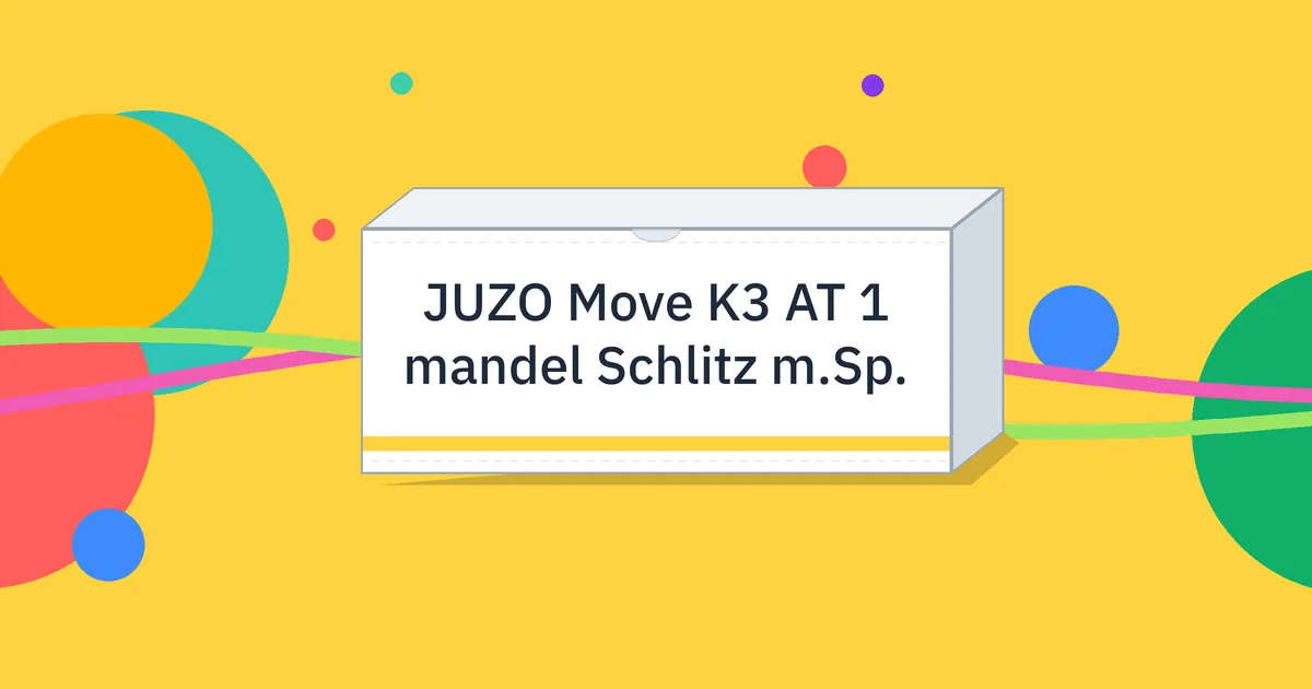 Symbolbild: Packung mit der Aufschrift JUZO Move K3 AT 1 mandel Schlitz m.Sp. (PZN 20678052) – Verfügbarkeit und Bezug in Apotheken in Frankfurt am Main