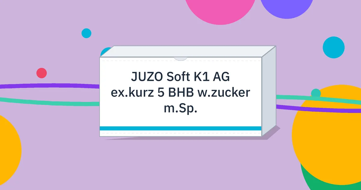 Symbolbild: Packung mit der Aufschrift JUZO Soft K1 AG ex.kurz 5 BHB w.zucker m.Sp. (PZN 14839195) – Verfügbarkeit und Bezug in Apotheken in Frankfurt am Main