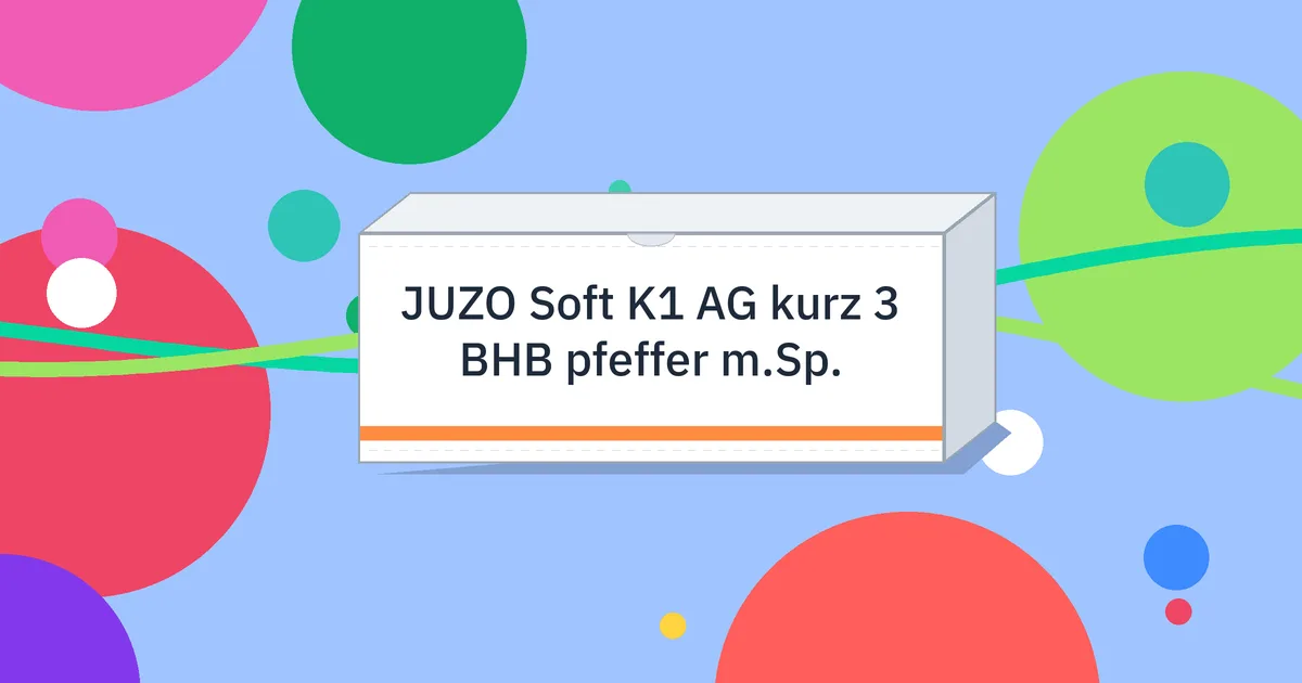 Symbolbild: Packung mit der Aufschrift JUZO Soft K1 AG kurz 3 BHB pfeffer m.Sp. (PZN 14821999) – Verfügbarkeit und Bezug in Apotheken in Frankfurt am Main