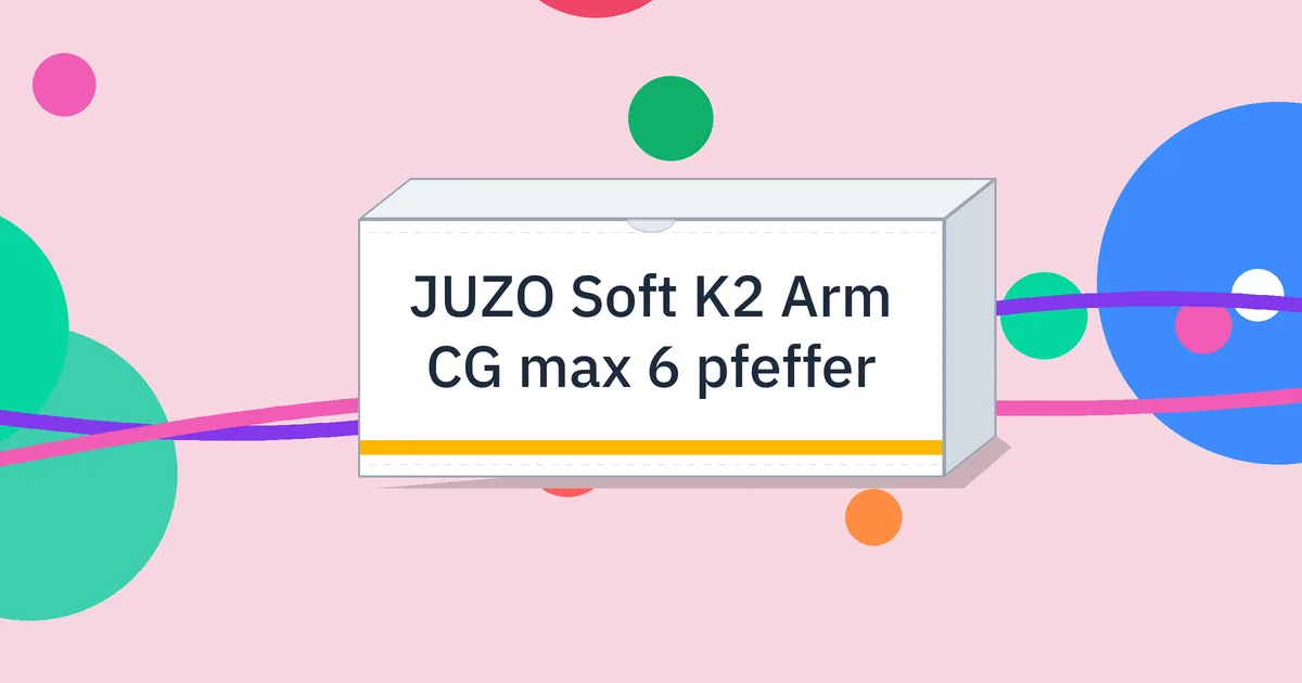Symbolbild: Packung mit der Aufschrift JUZO Soft K2 Arm CG max 6 pfeffer (PZN 15513774) – Verfügbarkeit und Bezug in Apotheken in Frankfurt am Main