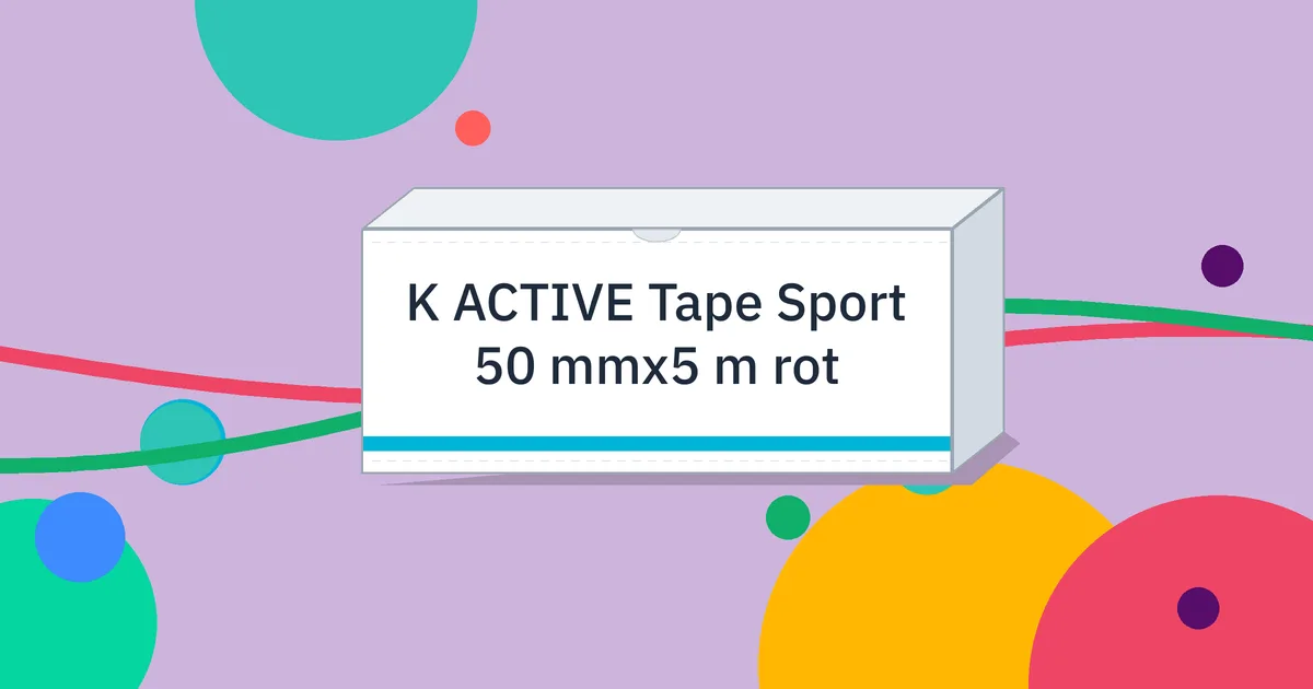Symbolbild: Packung mit der Aufschrift K ACTIVE Tape Sport 50 mmx5 m rot (PZN 11608012) – Verfügbarkeit und Bezug in Apotheken in Frankfurt am Main