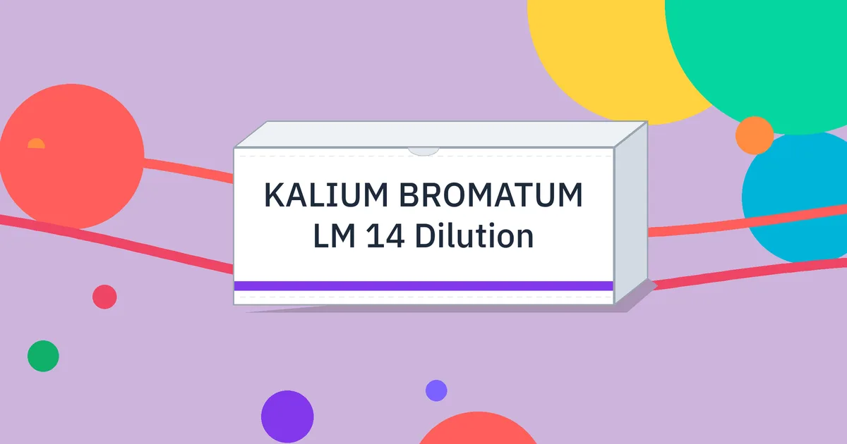 Symbolbild: Packung mit der Aufschrift KALIUM BROMATUM LM 14 Dilution (PZN 12917904) – Verfügbarkeit und Bezug in Apotheken in Frankfurt am Main
