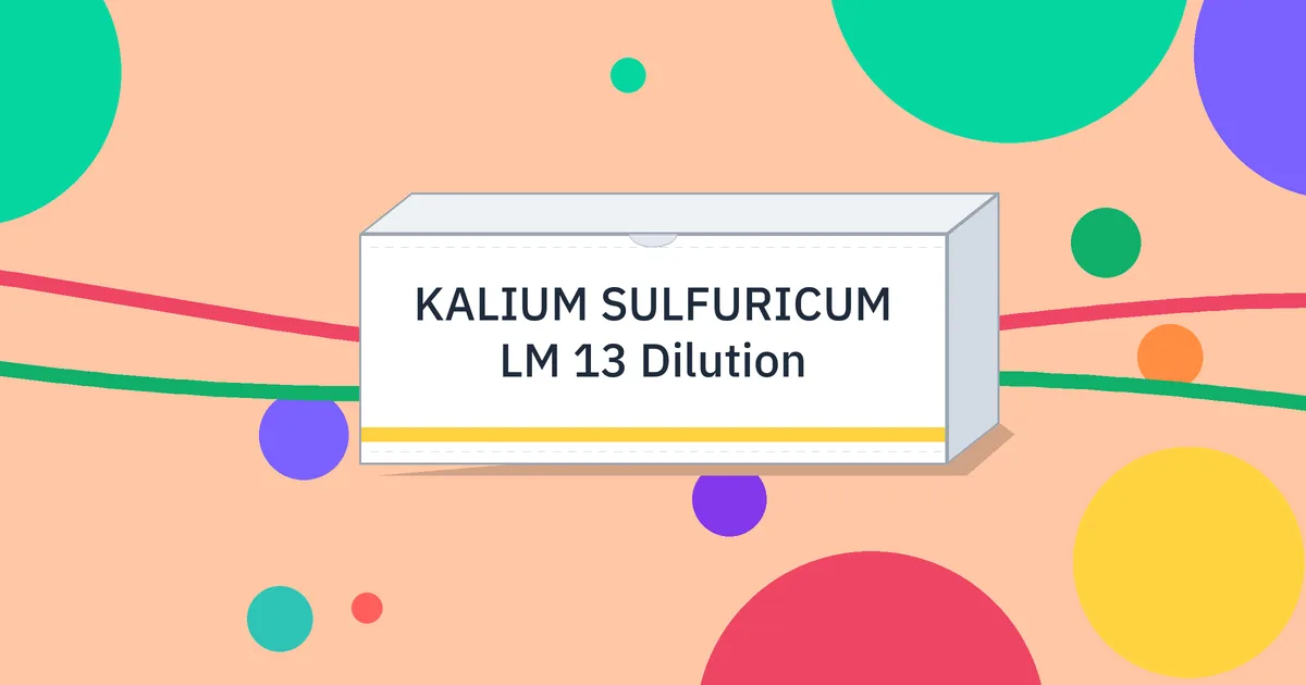 Symbolbild: Packung mit der Aufschrift KALIUM SULFURICUM LM 13 Dilution (PZN 12926317) – Verfügbarkeit und Bezug in Apotheken in Frankfurt am Main