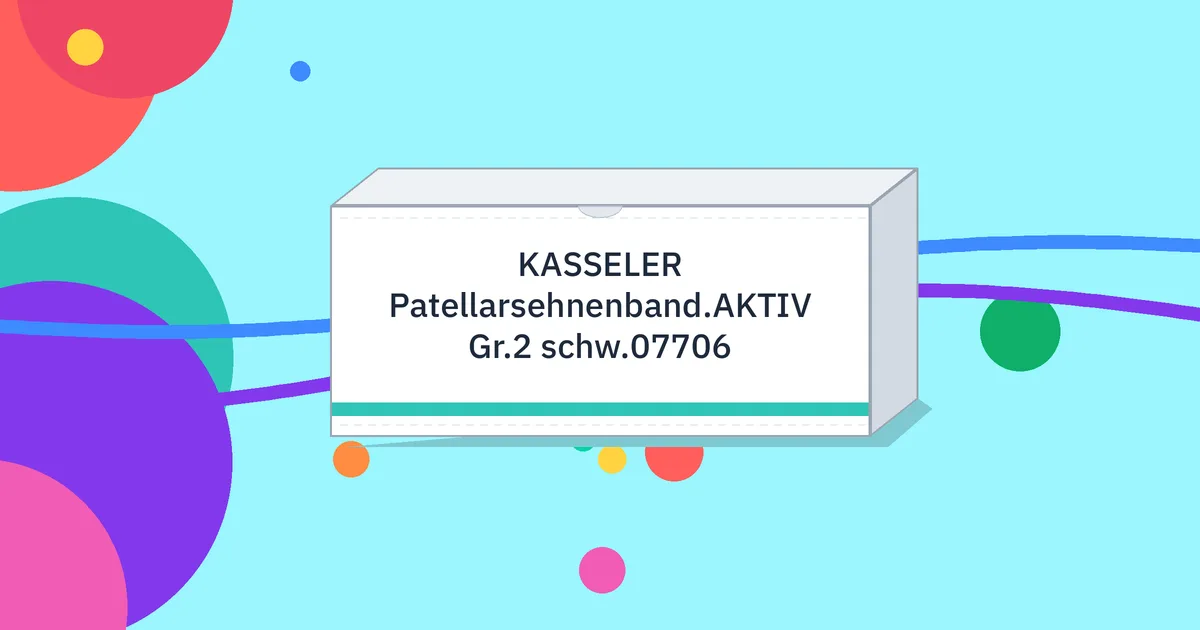 Symbolbild: Packung mit der Aufschrift KASSELER Patellarsehnenband.AKTIV Gr.2 schw.07706 (PZN 03534618) – Verfügbarkeit und Bezug in Apotheken in Frankfurt am Main