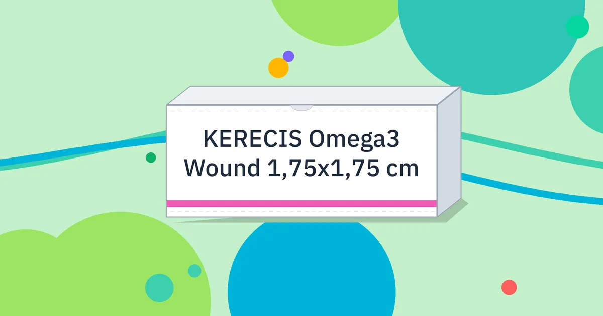 Symbolbild: Packung mit der Aufschrift KERECIS Omega3 Wound 1,75x1,75 cm (PZN 18811319) – Verfügbarkeit und Bezug in Apotheken in Frankfurt am Main