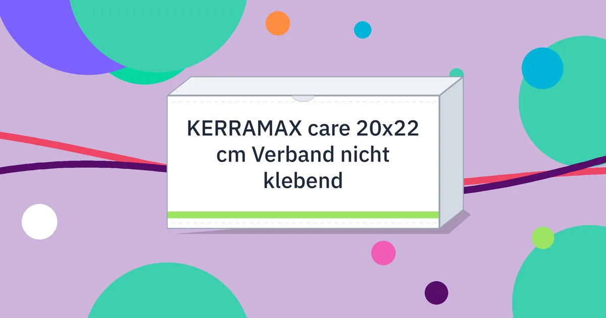 Symbolbild: Packung mit der Aufschrift KERRAMAX care 20x22 cm Verband nicht klebend (PZN 20176385) – Verfügbarkeit und Bezug in Apotheken in Frankfurt am Main