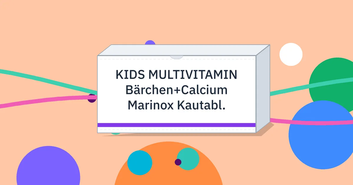 Symbolbild: Packung mit der Aufschrift KIDS MULTIVITAMIN Bärchen+Calcium Marinox Kautabl. (PZN 10275666) – Verfügbarkeit und Bezug in Apotheken in Frankfurt am Main