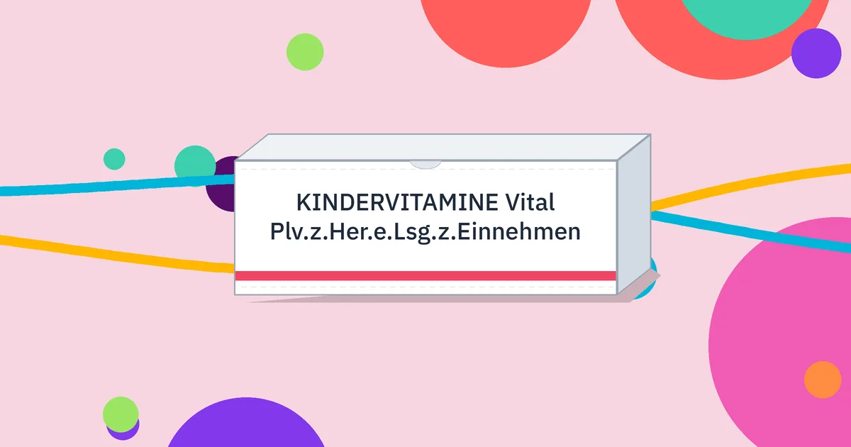 Symbolbild: Packung mit der Aufschrift KINDERVITAMINE Vital Plv.z.Her.e.Lsg.z.Einnehmen (PZN 19711100) – Verfügbarkeit und Bezug in Apotheken in Frankfurt am Main