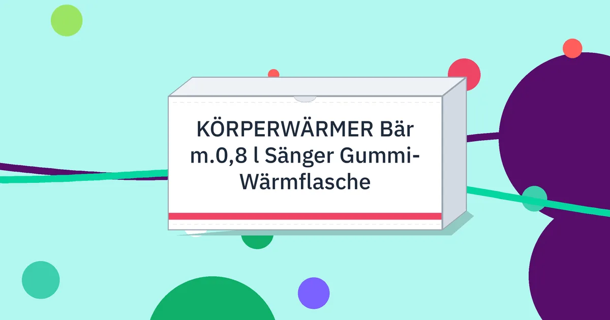 Symbolbild: Packung mit der Aufschrift KÖRPERWÄRMER Bär m.0,8 l Sänger Gummi-Wärmflasche (PZN 19392735) – Verfügbarkeit und Bezug in Apotheken in Frankfurt am Main