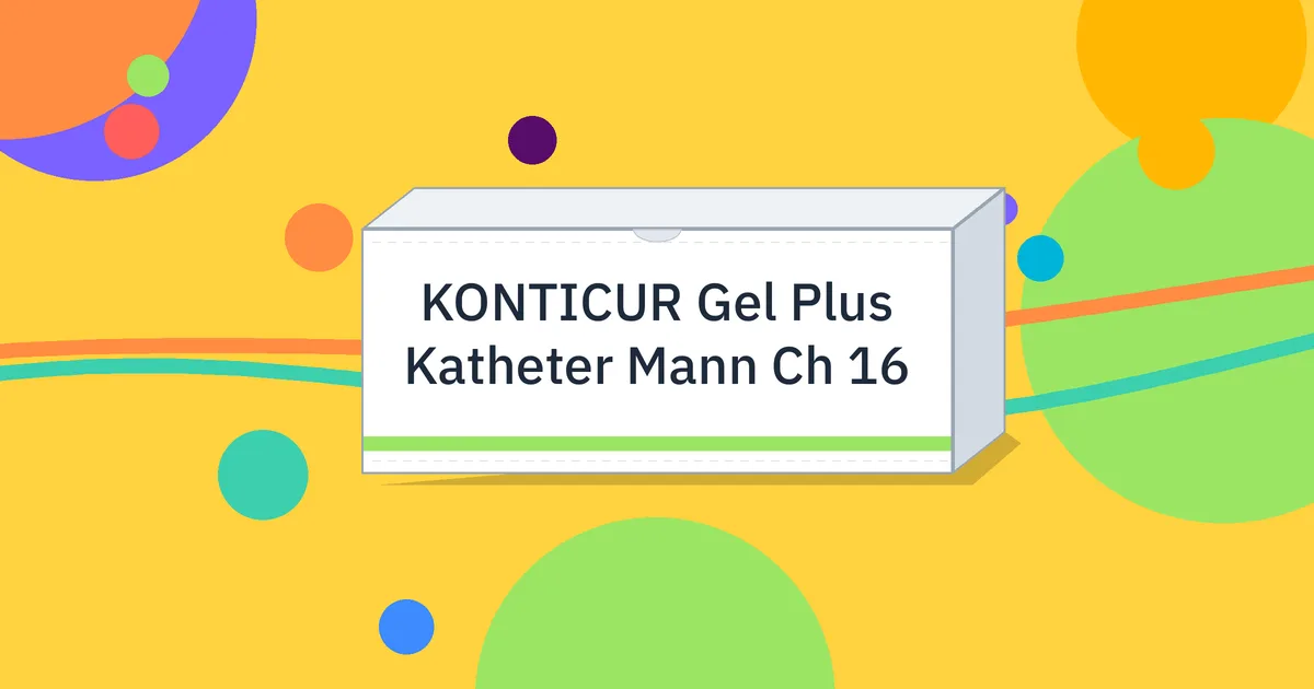 Symbolbild: Packung mit der Aufschrift KONTICUR Gel Plus Katheter Mann Ch 16 (PZN 10099643) – Verfügbarkeit und Bezug in Apotheken in Frankfurt am Main