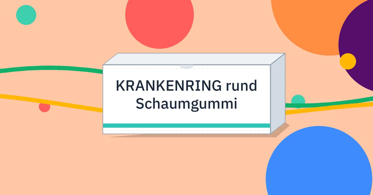 Symbolbild: Packung mit der Aufschrift KRANKENRING rund Schaumgummi (PZN 02691818) – Verfügbarkeit und Bezug in Apotheken in Frankfurt am Main