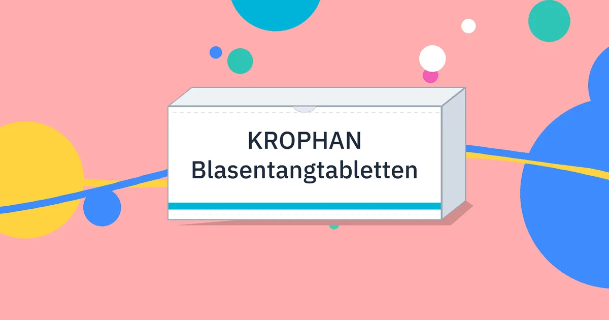 Symbolbild: Packung mit der Aufschrift KROPHAN Blasentangtabletten (PZN 04072953) – Verfügbarkeit und Bezug in Apotheken in Frankfurt am Main